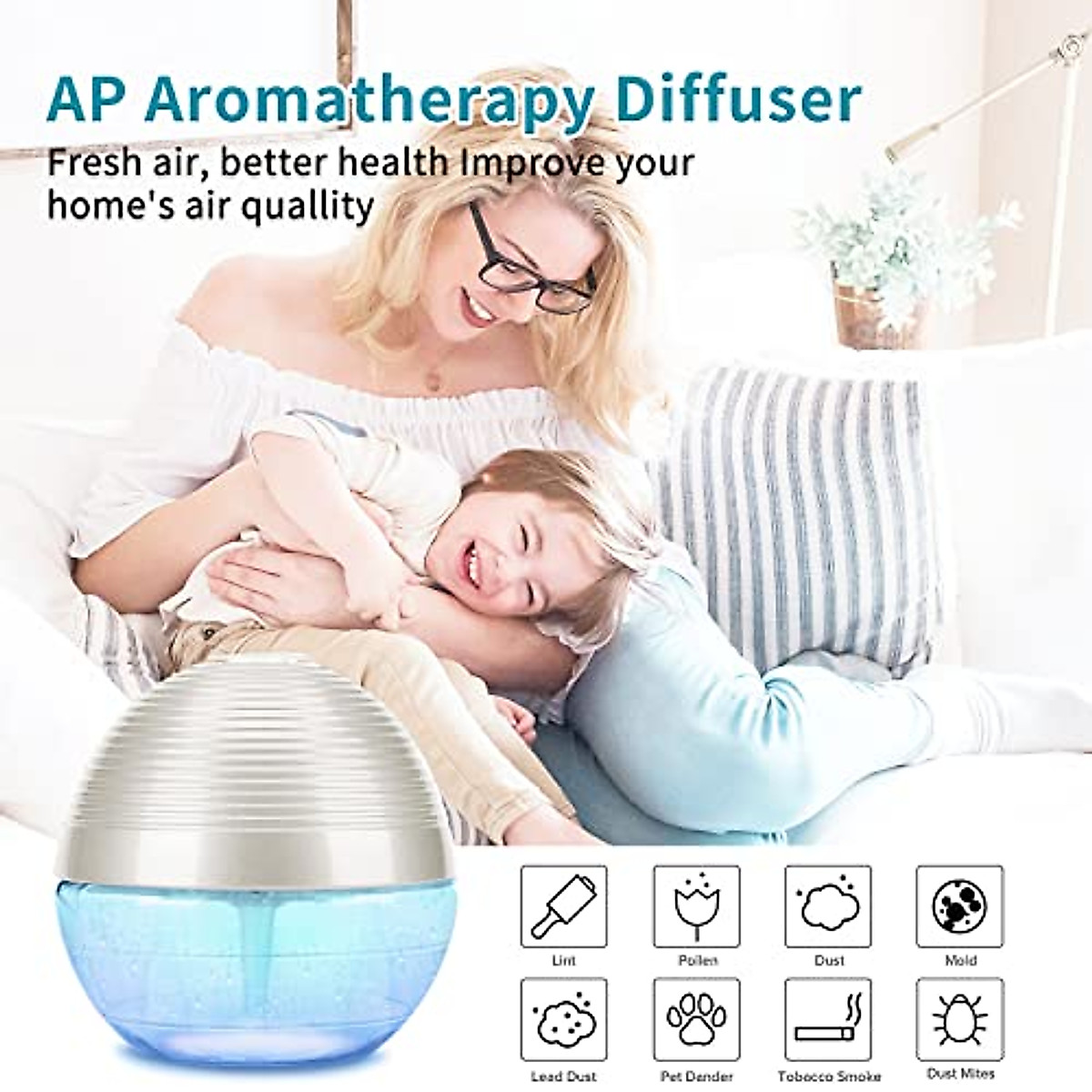 ap airpleasure 2-Pack Water-Based Purifier Air Washer, Revitalizer & Fresh Aire Freshener, Air Fresher with 6 LED Color Changing Mood Light for Rooms