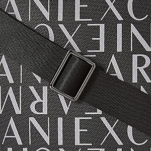 A | X ARMANI EXCHANGE All-Over Logo Eco-Leather Flat Crossbody Bag, Black