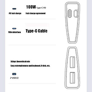XUNMAIFHB Portable Docking Station,10 in 1 Type-c hub Docking Station HDIM+VGA HD Converter Notebook USB-c Docking Station TF&SD、RJ45 Fast Transmission