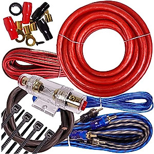 Audiobank BCC4AR Complete 4 Gauge 3000 Watts Car Amplifier Installation Power Amp Wiring Kit Inline AGU Fuse Holder & 80A Fuse and All The Accessories/Terminal Included Red