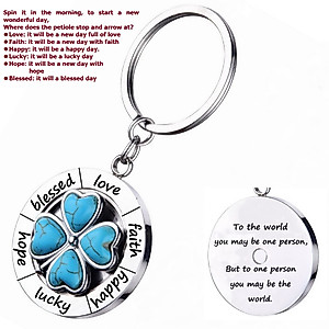 XinSiChen Stainless Steel Key Chain Lucky Spinning Four Leaf Clover Key Ring Novelty Gift for Girlfriend Boyfriend BFF Mom Daughter