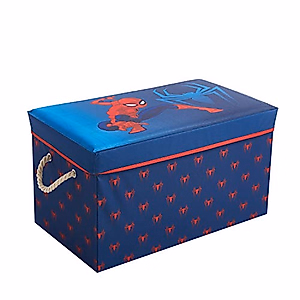 Marvel Spiderman Collapsible Toy Storage Bench and Ottoman, 14.5" H x 14.5" D x 25" L