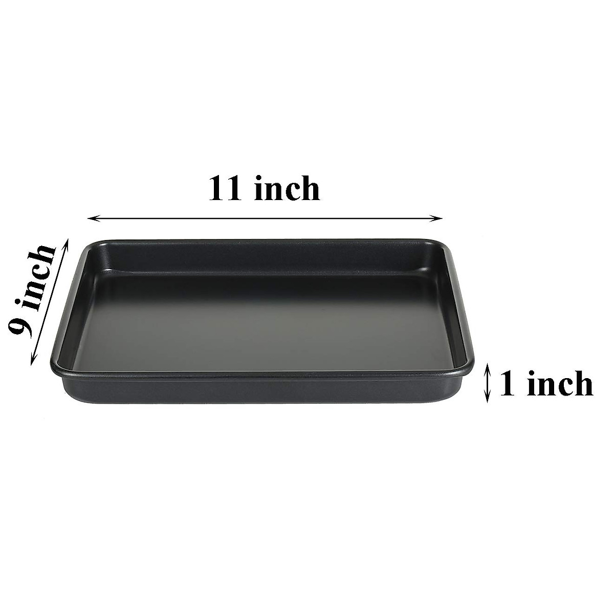 11 Inch Baking Sheets Pan Nonstick Set of 2, Walooza 1-inch Deep Baking Trays, 11X9 Inch Cookie Sheet Replacement Toaster Oven Tray, Non Toxic & Heavy Duty & Easy Clean