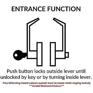 LO-LOCK HARDWARE Commercial Lever Door Lock - Heavy-Duty Locking Door Handle, ADA Door Handles, Cylindrical Lever Lock, Non-Handed Grade 2 Industrial Door Handle, 26D Satin Chrome, Entrance w/Clutch