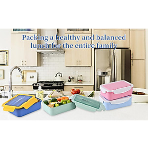 UPTRUST Bento Lunch container For Kids, Bento adult box With 3 Compartment. Leak-proof, Microwave safe, Dishwasher Safe, Freezer Safe,Meal Fruit Snack Packing Box(Spoon&Fork included) (Pink)