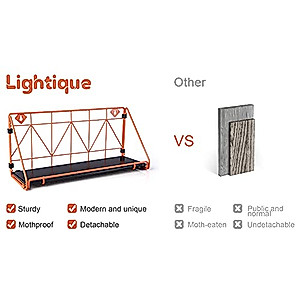 Lightique Floating Shelves Wall Shelves Set of 3, Shelves for Wall Decor Storage Rustic Hanging Shelves for Bedroom, Bathroom, Living Room, Kitchen, Office and More, Black with Orange