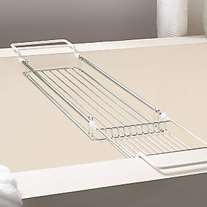 Organize It All Expandable Chrome Bathtub Caddy/Tray | Dimensions : 26.5-39 x 6 x 2.25 | Expandable | Bathroom Tub Organization | Chrome