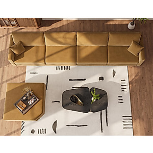 Txtin's 137" Sectional Couches for Living Room, 4 Seat Sectional Couch with Removable Ottoman, Convertible Modular Sofa for Home, Brown