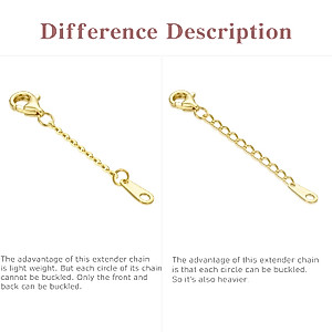 14K Yellow Gold 1" 2" 3" Necklace Bracelet Extender Chain, Durable Strong Removable Chain Extender, Solid Gold Adjustable Extension Chain for Necklace Bracelet Anklet (Style 3-2inch)