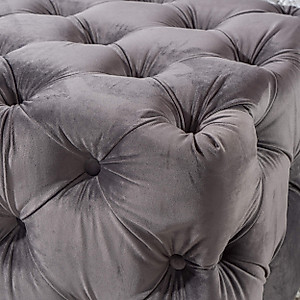 Christopher Knight Home Piper Velvet Ottoman, Grey