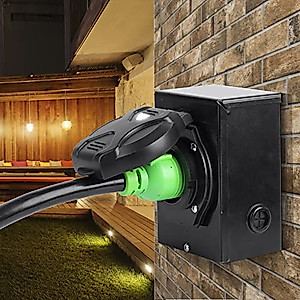 30 Amp Generator Cord and Power Inlet Box, 15FT 4 Prong NEMA L14-30P/L14-30R, 125/250V 7500W, STW 10/4 AWG Generator Extension Cord for Outdoor Use, Waterproof, ETL Listed