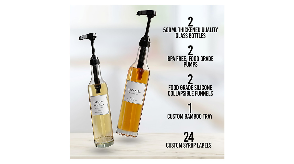 Coffee Syrup Dispenser Set - Stylish & Versatile Bar Accessory