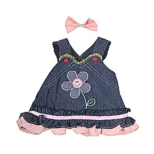 Summer Denim Dress w/Bow Teddy Bear Clothes Outfit Fits Most 14" - 18" Build-a-Bear and Make Your Own Stuffed Animals