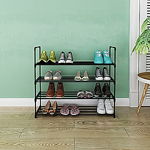 IMVELY 4-Tier Shoe Rack Organizer,16-24 Pairs Metal Shoe Rack for Closet,Shoe Stand,Shoe Shelf,Show Rack,Shoe Storage Cabinet for Entryway Bedroom Living Room Office,Black