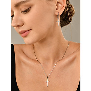 YL Cross Hoop Earrings 925 Sterling Silver Polished Circle Endless Earrings 15mm Dangle Hoops Diameter Jewelry