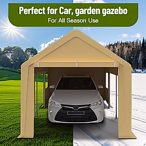 Towallmark Carport 10'x20', Waterproof UV Resistant,Car Canopy with Roll Up & Down Mesh Window, All-Season Tarp for Pickup Truck & Boat