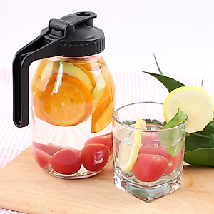 Mason Jar Pour Spout Lids With Handle Regular Mouth Mason Pitcher Lid With Flip Cap, Airtight & Leak-Proof Pour And Store Cover (Jar Not Included)