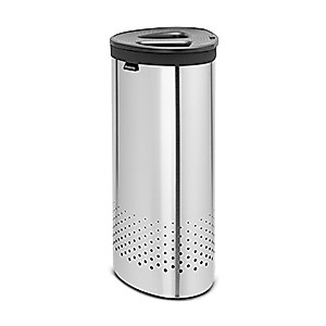 Brabantia Large Laundry Hamper (Matt Steel) Bathroom Bedroom Dirty Clothes Basket with 2 Sections, Inner Laundry Bags, Discrete Lid - 14.5 Gal