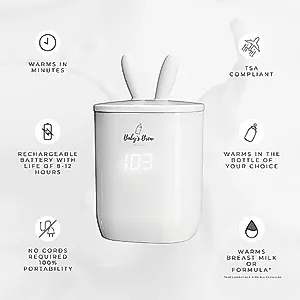 Baby's Brew Portable Bottle Warmer Pro - Milk Warmers for Breastmilk or Formula, Leak-Proof Design, Travel-Friendly, Cordless, Battery-Powered, 8-12 Hour Battery Life, Warmer Only