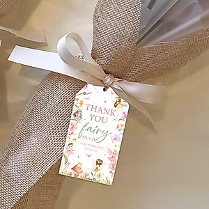 Jollyboom 50Pcs Fairy Thank You Gift Tags, Fairy Theme Gift Tags Thank You for Celebrating with US Tags Double-Sided Printing for Girl Birthday Baby Shower Wedding Bridal Shower Party