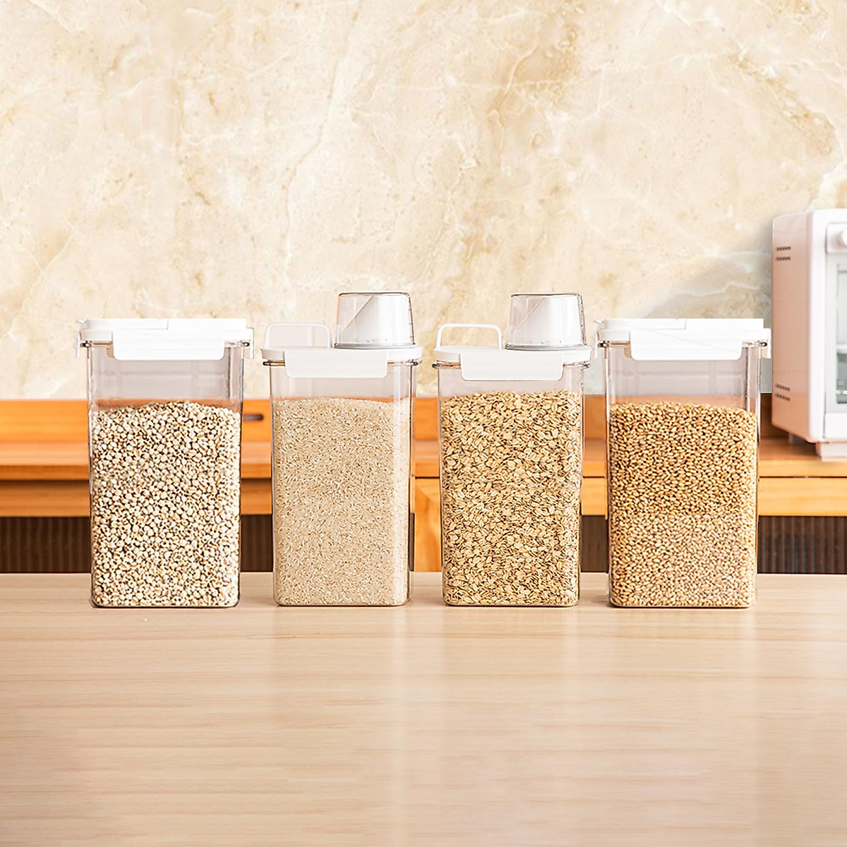 XhOSLAnd Cereal Storage Container Set, Pantry Organizer, Food Portion Containers (L-4PCS)