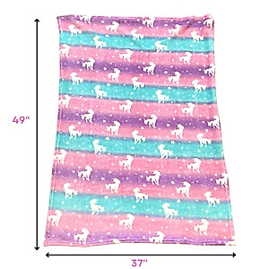 CLUB LIBBY LU Unicorn Throw Blanket and Stuffed Animal Gift Set for Girls, Butter Soft Fleece (37" x 49")