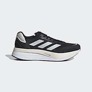 adidas Men's Adizero Boston 10 Sneaker, Black/White/Gold Metallic, 11