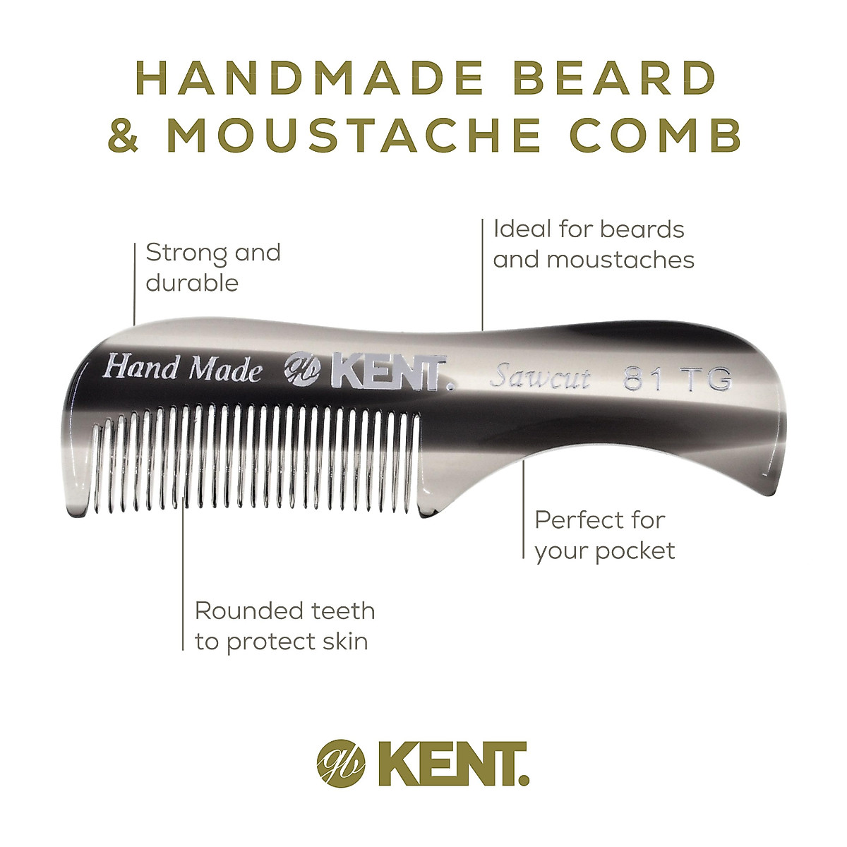 Kent Pocket Comb Set - Men's Beard Grooming Kit, Travel & Home, Mini Mustache Comb