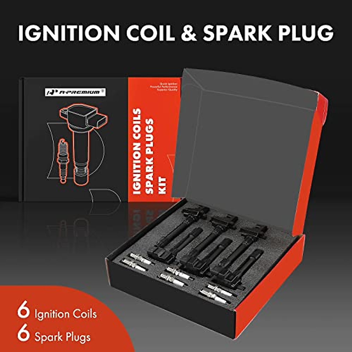 A-Premium Set of 6 Ignition Coil Pack and Iridium Spark Plugs Compatible with Nissan Maxima 1995-1999 & Infiniti I30 1996-1997 3.0L, Replace# 2244831416