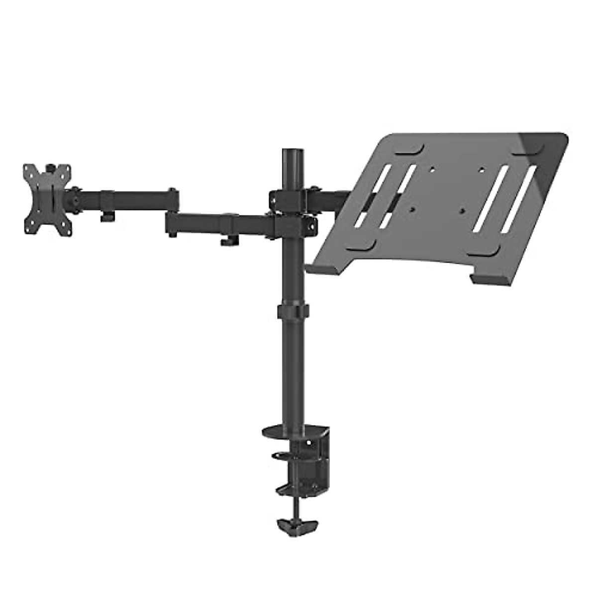 Stand Up Desk Store Convertible Clamp-On Laptop and Monitor Stand/Dual Monitor Mount (Black, 13" to 32" Monitor, up to a 17" Laptop)