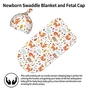 Butterfly Purple Cute Baby Swaddle Blanket Baby Stuff Newborn Soft Sleep Sacks Stretchy Wrap Blankets with Hat for Boy Girl Infants Gifts