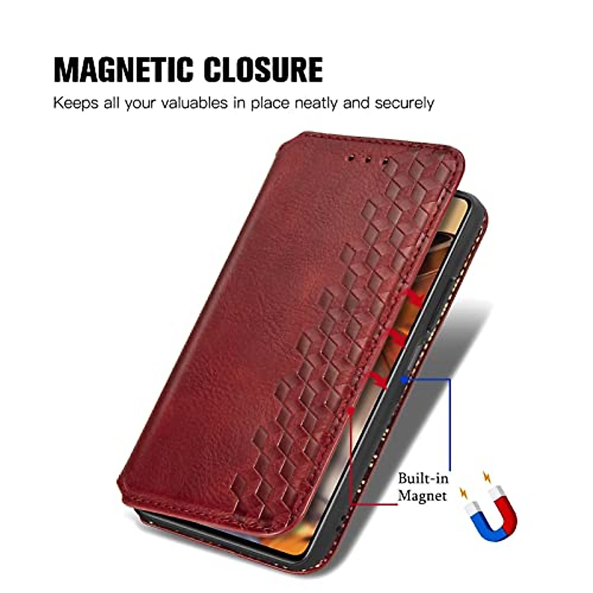 YukeTop Case for Oppo Reno2 Z, PU Leather Flip Folio Wallet Cover, with Card Slots, Case Cover for Oppo Reno2 Z.(Red)