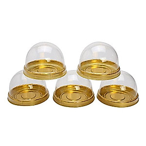 Katoot@ Gold Black Clear Plastic Mini Cupcake Boxes 50Pcs/Set Cake Packing Boxes Muffin Pod Dome Box Wedding Birthday Gifts Boxes (Gold)