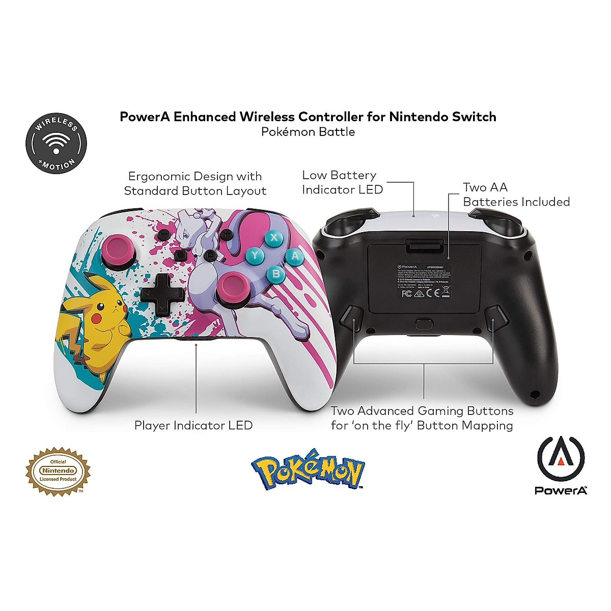 PowerA Enhanced Wireless Controller for Nintendo Switch - Pokemon Battle
