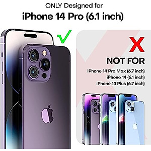 TAURI 5-in-1 for iPhone 14 Pro Case Clear, [Not Yellowing] with 2X Screen Protectors + 2X Camera Lens Protectors, [Military Grade Drop Protection] Shockproof Slim Phone Case for iPhone 14 Pro
