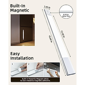 EZVALO LED Closet Light, 48LED Battery Operated Lights Motion Sensor Light Rechargeable Under Cabinet Lighting Night Light for Closet, Cabinet, Kitchen, Wardrobe, Cupboard