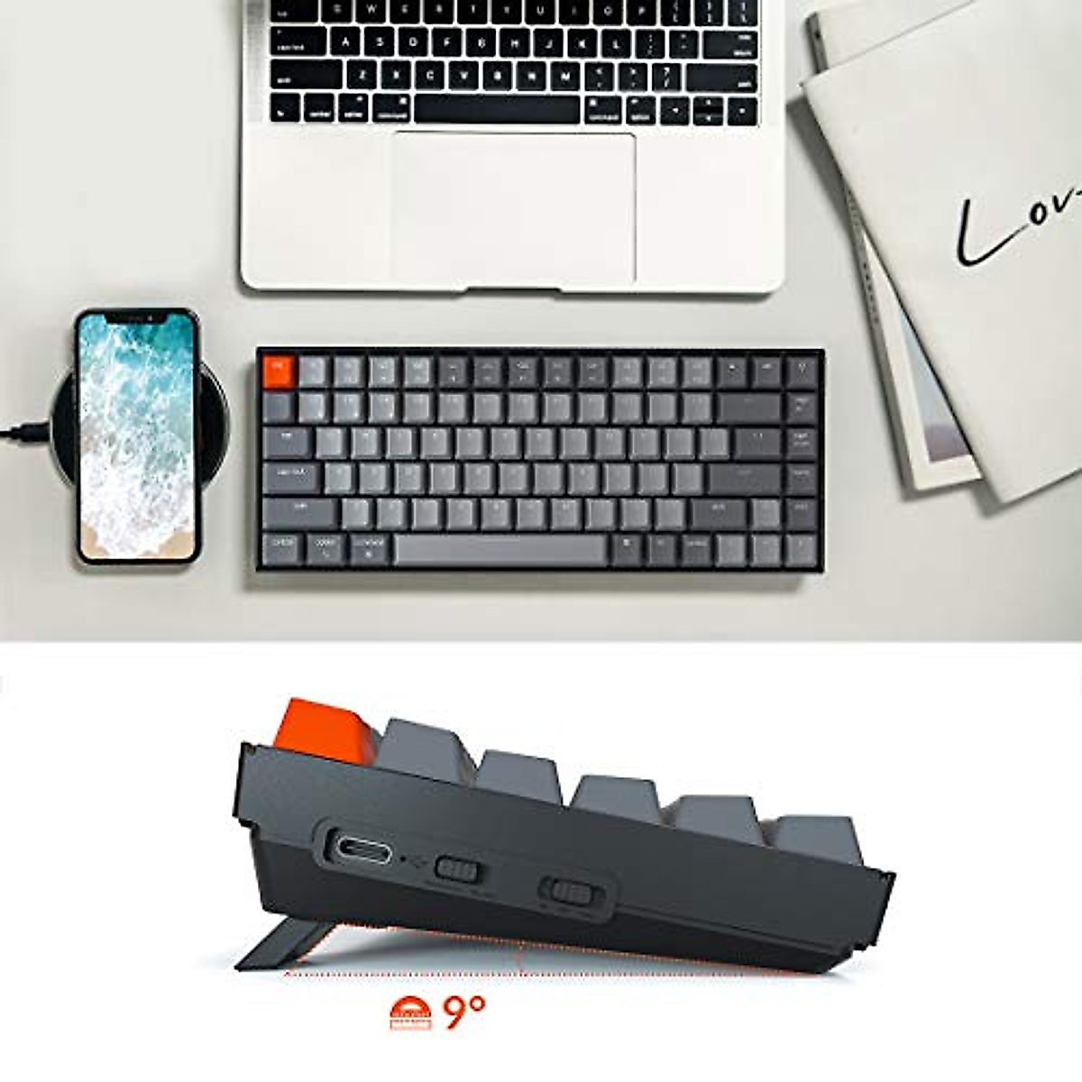 Keychron K2 75% Layout RGB Bluetooth Wireless Mechanical Keyboard with Gateron G Pro Red Switch/Anti Ghosting/N-Key Rollover, Compact 84 Keys USB Wired Gaming Keyboard for Mac Windows-Version 2