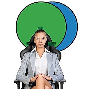 【Updated】 Portable Webcam Background, 75cm Collapsible Green Background 2-in-1 Green and Blue Screen for Video Chats, Zoom, Green Screen for Chair