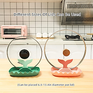 Kitchen Spoon Rest Holder with Drip Pads, Heat-Resistant Utensil Rests for Stove Counter Top,Spoon Rest with Pot Lid Holder，BPA Free Silicon Spatula Rest Organizer for Ladles, Tongs, Forks (Green)