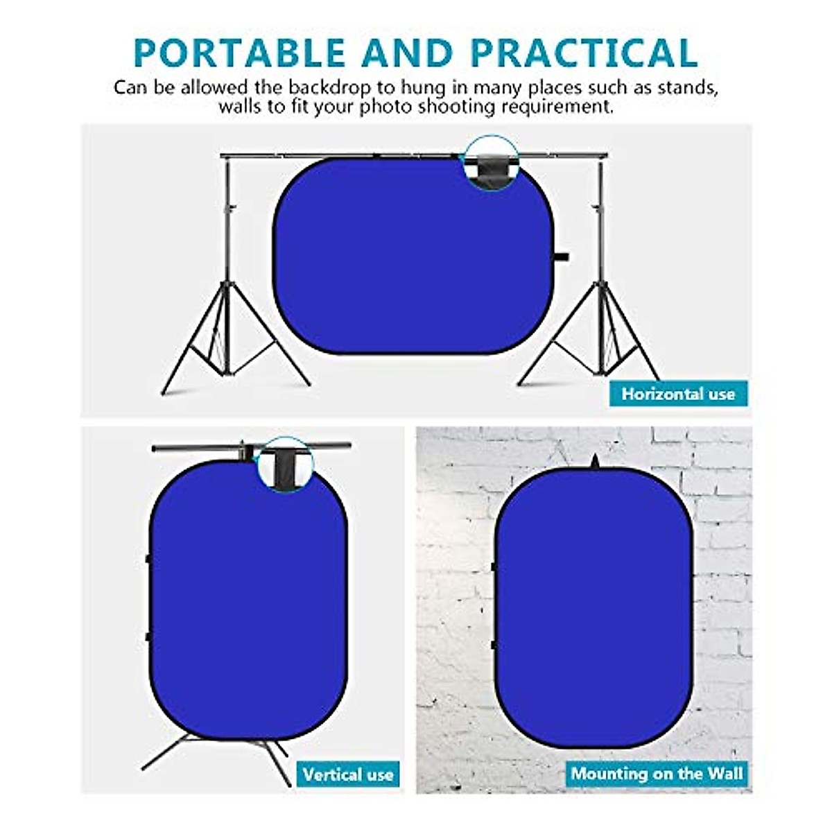 Neewer 2-in-1 Chromakey Blue/Gray Screen Collapsible Backdrop Double Sided Pop Out Twist Gray/Blue Background 5'x7'/150x200cm Chroma-Key Blue/Gray, Foldable Panel with Zipper Carry Bag