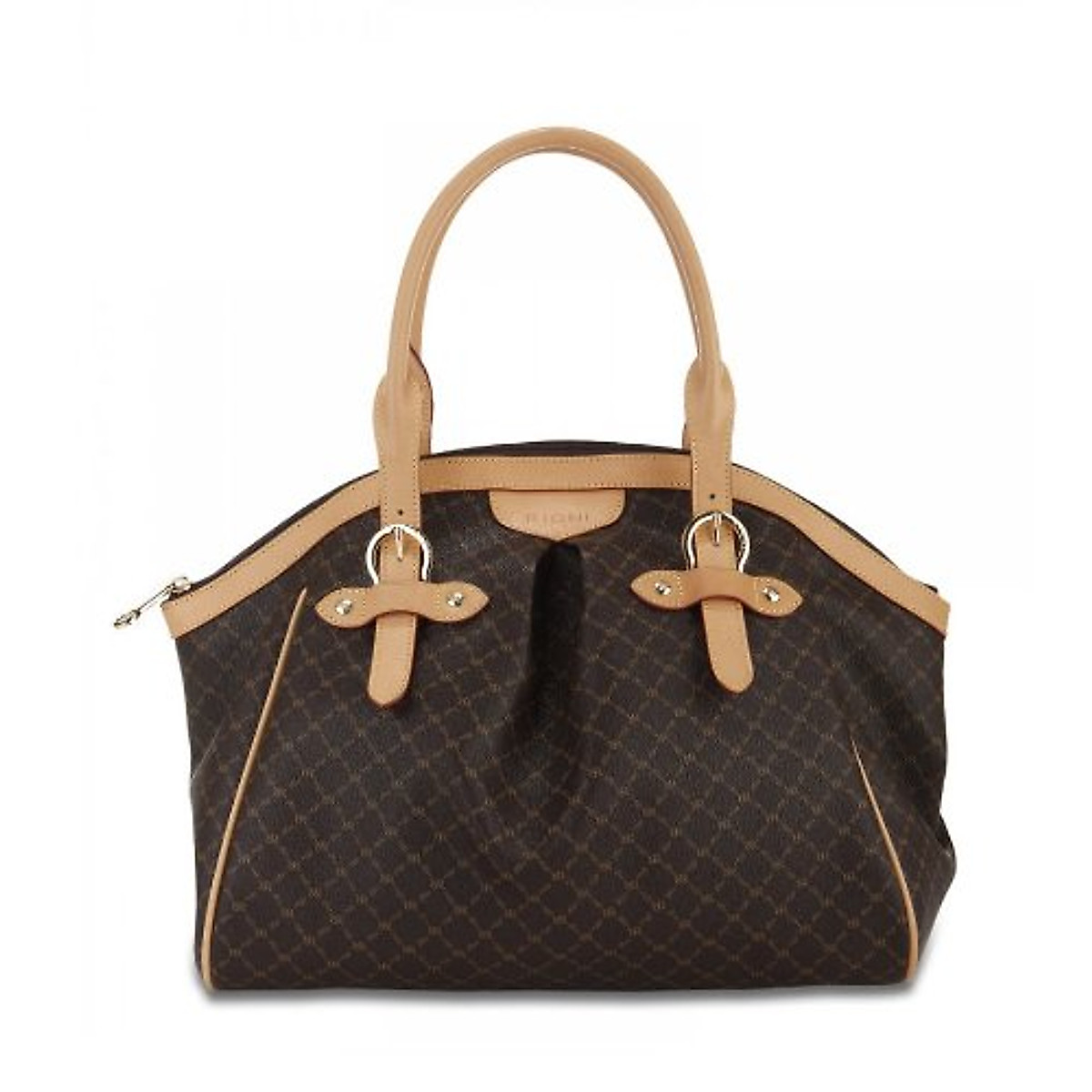 Signature Brown Ruched Satchel with Buckle by Rioni Designer Handbags & Luggage