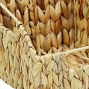 Casaphoria Square Irregular Hyacinth Storage Baskets Natural Hand Woven Water Hyacinth Snacks Basket Durable Rectangular Fruits Baskets with Built-in Handles Towel Toilet Paper Basket，2-Pack