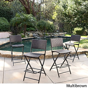Christopher Knight Home Margarita Outdoor Wicker Barstools, 4-Pcs Set, Multibrown