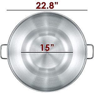 AceroWare 22" Stainless Steel Comal Pan-Concave Wok Stir Fry Tacos Bowl-Fajitas