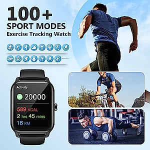 Quican Bluetooth Smart Watch for Men Women, iPhone Android Phone Compatible, Waterproof Fitness Tracker Smartwatch with Call and Text, Alexa Voice, Heart Rate, Blood Oxygen, Sleep Monitor 1.8 Inches