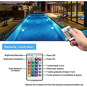 WHATOOK Underwater Submersible LED Lights for Bath tub Waterproof Battery Operated Remote Control Wireless LED Lights for Hot Tub, Pond, Pool, Fountain, Waterfall, Aquarium, Party, Vase Base, 2 Pack