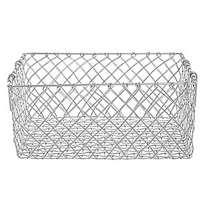 HUBERT Metal Storage Basket with Handles Rectangular Urban Link Matte Silver Steel Wire - 16 15/16"L x 12 3/16"W x 7 7/8"H