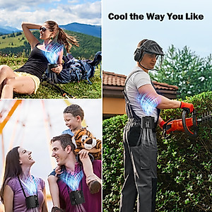 AMACOOL Portable Waist Fan, 11000RPM Strong Airflow with 5 Speeds, 20Hrs Cooling, Personal Waist Clip Fan, Hands-Free Shirt Fan Wearable Belt Fan for Outdoor Jobsite Camping Hiking Travel