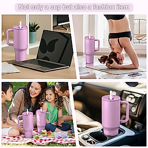Pawtong 40oz Magnetic Lid Insulated Tumbler with Handle, 360° Rotating & Removable Cover, Leak-Proof Travel Mug with Soft Silicone Straw for Drivers, Commuters, Road Trips, Dishwasher Safe (Purple)