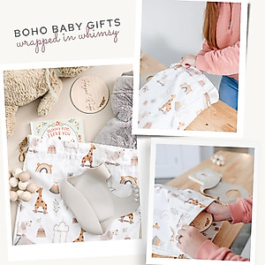 Gather & Knot Drawstring Gift Bags | 20" Large 12" Small | Premium Canvas | Reusable Fabric Wrap for Baby Shower, Neutral Gender Reveal, Kid Birthday | Boho Toy